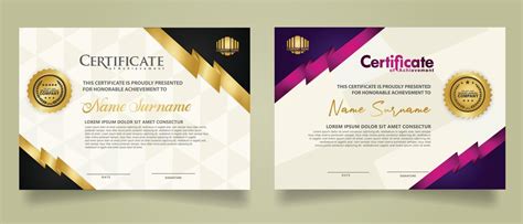 Set Certificate Template With Stripes Ornament And Modern Texture Pattern Background Diploma