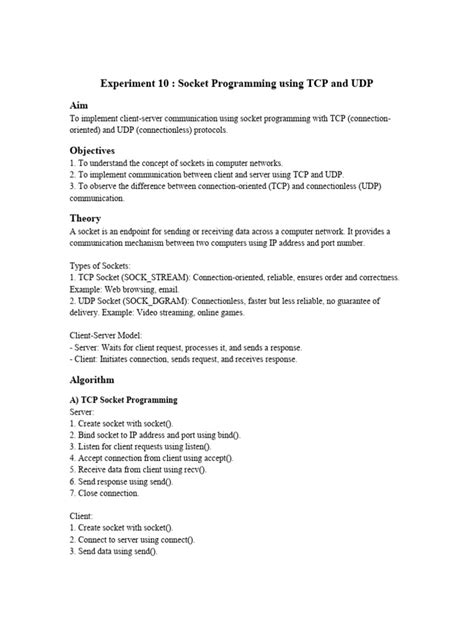 Tcp Vs Udp Socket Programming Pdf Network Socket Port Computer