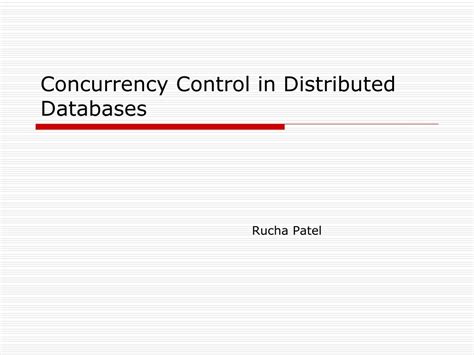 PPT Concurrency Control In Distributed Databases PowerPoint Presentation ID