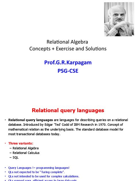 Class 9 Relational Algebra Pdf Relational Model Relational Database