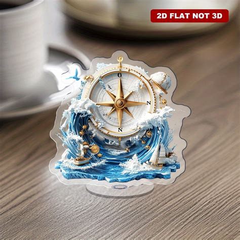 Rotating Acrylic Ornament Featuring A Vibrant British Compass Wave