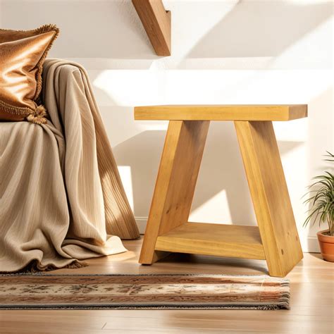 Solid Wood Side Table With Shelf Reclaimed Timber Style Pipe Dream
