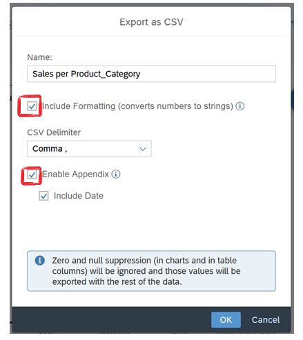 How To Export Chart Data In CSV File In SAC