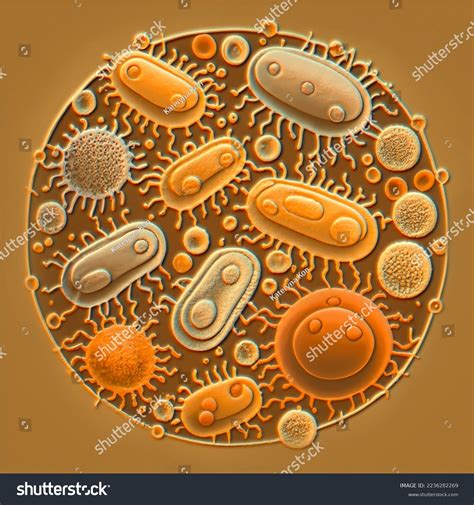 Beautiful Microworld Microbes Different Shapes 3d Stock Illustration