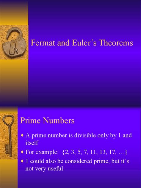 fermat euler theorems pdf prime number mathematical objects