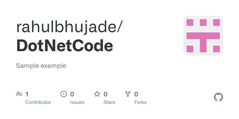 Github Rahulbhujadedotnetcode Sample Example