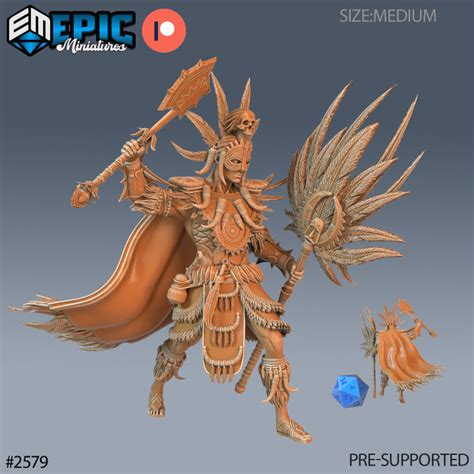 3d Printable Vodoo Priest Set Crocodile Rider Mount Southern Magician Utopian