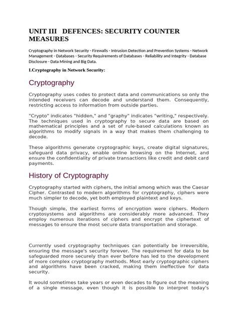 Unit Iii Iv Notes Cyber Security Pdf Cryptography Key Cryptography