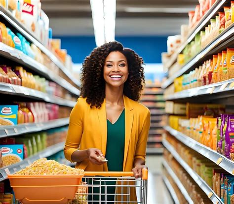 female customer browsing cereal aisle premium ai generated image