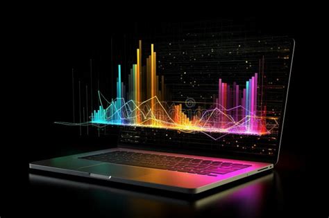 Conceptual Illustration Of A Laptop Displaying Analytical Data With Colorful Growth Charts
