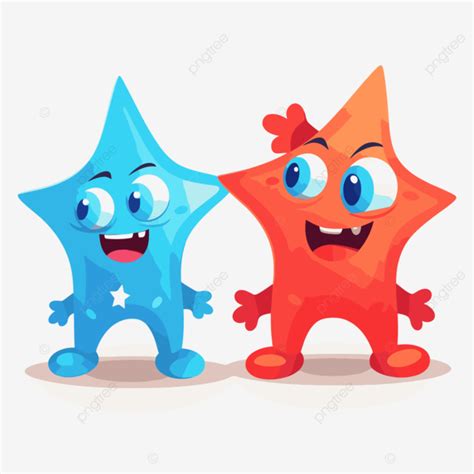 빨간색과 파란색 별 벡터 빨간색과 파란색 눈을 가진 두 만화 별 상표 클립 아트 Png 일러스트 및 벡터 에 대한 무료 다운로드 Pngtree