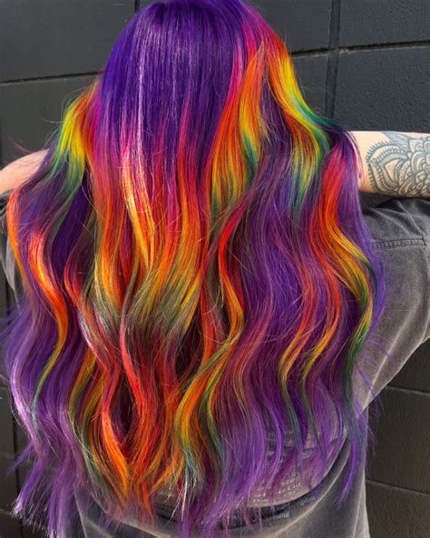 25 Rainbow Hair Colour Ideas To Brighten Your Look Purple Hair With Rainbow Streaks