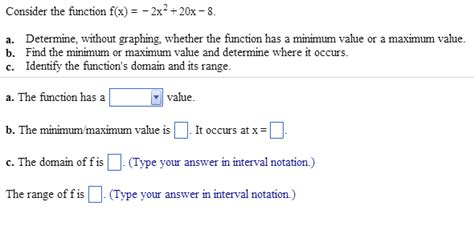 solved consider the function f x 2x 2 20x 8 a