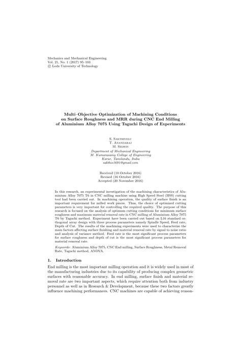 Pdf Multiobjective Optimization Of Machining Conditions On Surface Roughness And Mrr During