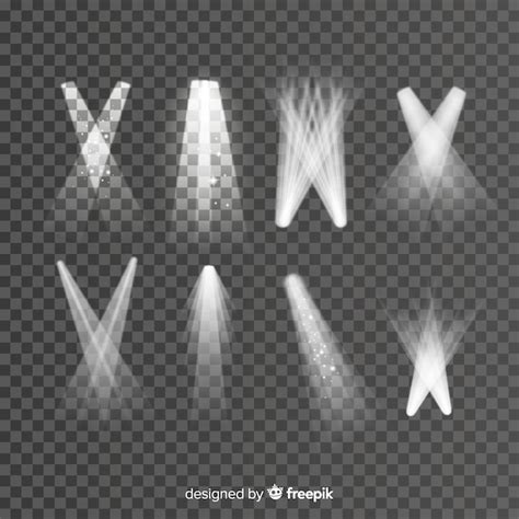 현실적인 스포트라이트 조명 컬렉션 무료 벡터