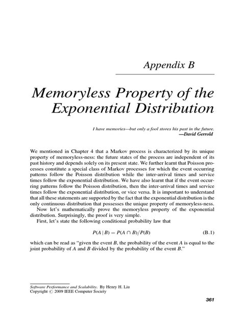 Memoryless Property Of The Exponential Distribution Appendix B Pdf Markov Chain Measure