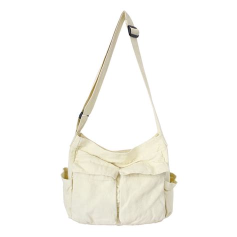 Vintage Black Slanted Womens White Laptop School Messenger Bag