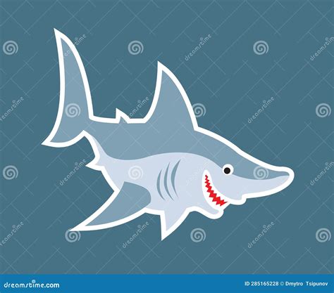 Underwater Life A Blue Smiling Shark Stock Vector Illustration Of