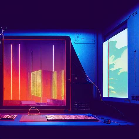 Premium AI Image A Computer Monitor With A Blue Light That Is Lit Up With A Red Light