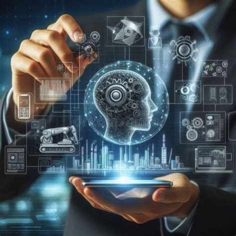 Machine Learning Big Data Analysis And Automation Technology Merging On A Virtual Screen Stock