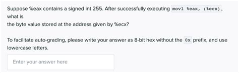 Solved Suppose Eax Contains A Signed Int 255 After