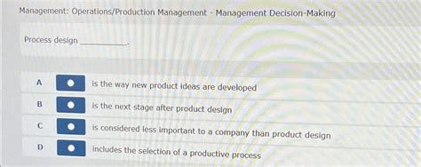 Solved Management Operations Production Management
