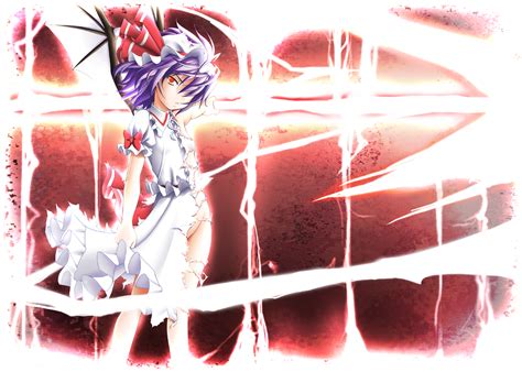 Purple Hair Red Eyes Remilia Scarlet Short Hair Sin Go Torn Clothes