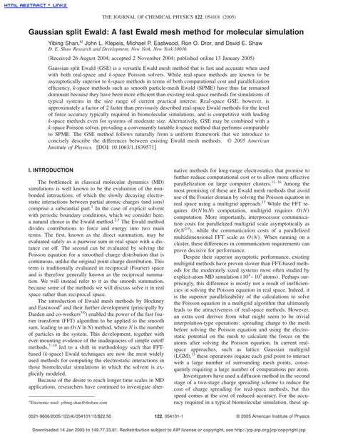 pdf gaussian split ewald a fast ewald mesh method for molecular