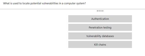 Solved What Is Used To Locate Potential Vulnerabilities In A