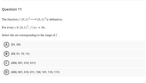 solved the function f {0 1}2 {0 1}3 is defined as for every