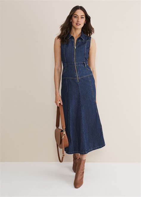Edie Sleeveless Denim Midi Dress Phase Eight Uk