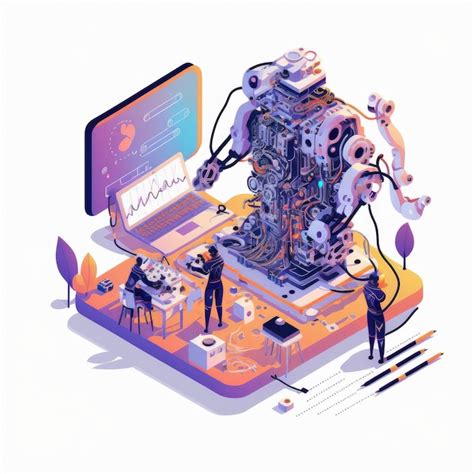 premium photo science robot building technology vector illustration