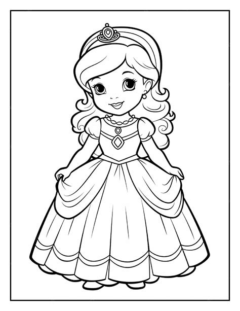 Красивые принцессы для окрашивания для детей Векторный файл Премиум
