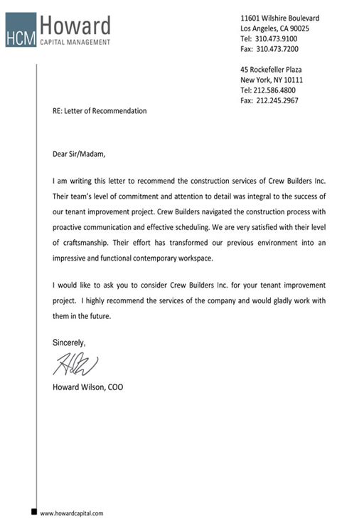 Construction Letter Of Recommendation At Theodore Talbert Blog
