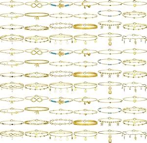 Amazon Com Huquary Pcs Gold Ankle Bracelets For Women Set Multilayer Adjustable Charm