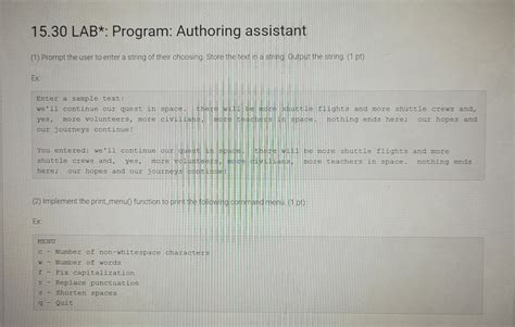 Solved 15 30 LAB Program Authoring Assistant 1 Prompt Chegg
