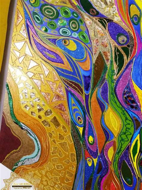 Картина в стиле Густав Климт яркая разноцветная абстракция Заказать или купить золотая синяя