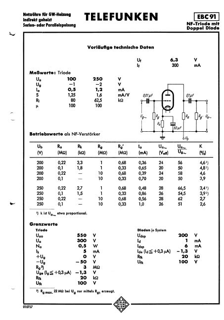 Ebc91 Datasheet Diode Telefunken