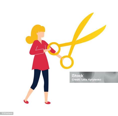 소녀는 가위로 잘라 바느질 스튜디오 또는 미용사 일러스트레이션 가위에 대한 스톡 벡터 아트 및 기타 이미지 가위 사람들 벡터 Istock