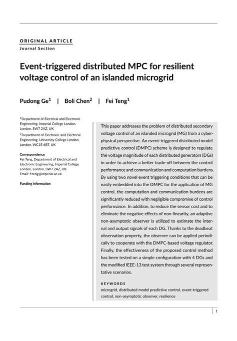 Pdf Event Triggered Distributed Model Predictive Control For