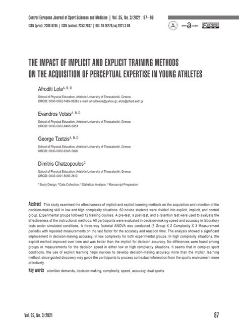 Pdf The Impact Of Implicit And Explicit Training Methods On The