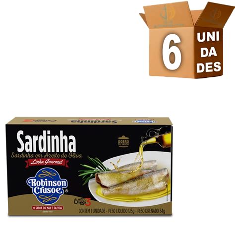 Kit 06 Sardinha Em Azeite Linha Gourmet Robinson Crusoe 125g Shopee