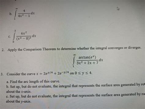 College Integral Calculus Help With Comparison Theorem Problem R