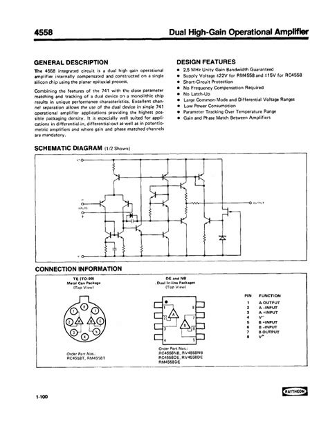Raytheon Ic Op Amp Data Sheet Rc4558nb Pdf