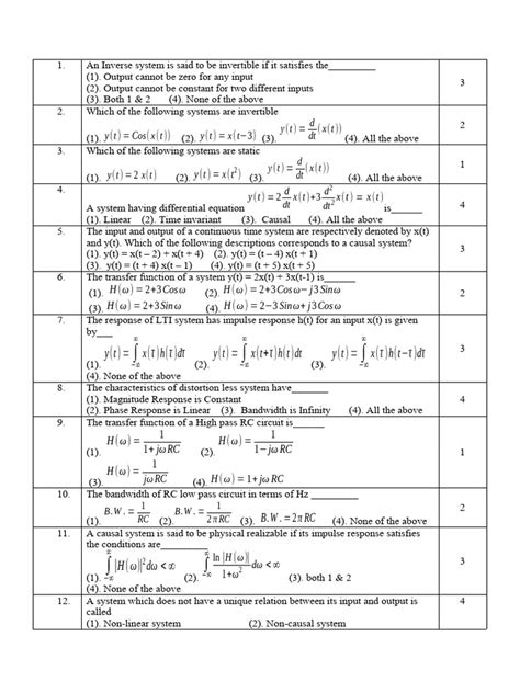 Ecs Quiz Unit 2 Pdf Signal Processing Control Theory