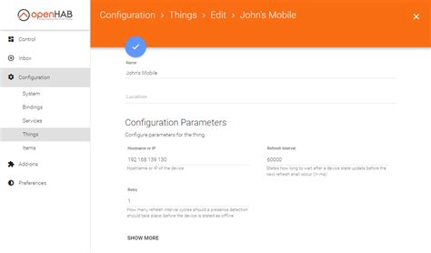 Configuration Of OpenHAB OpenHAB
