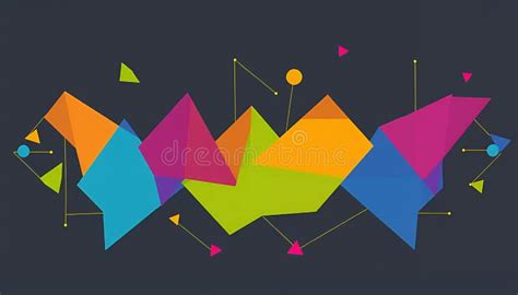 Colorful Abstract Geometric Shapes On Suitable Dark Background Stock