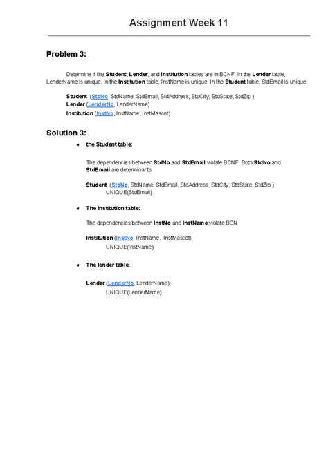 M11 Practice Materials For The Database Course Assignment Week 11 Problem 3 Determine If