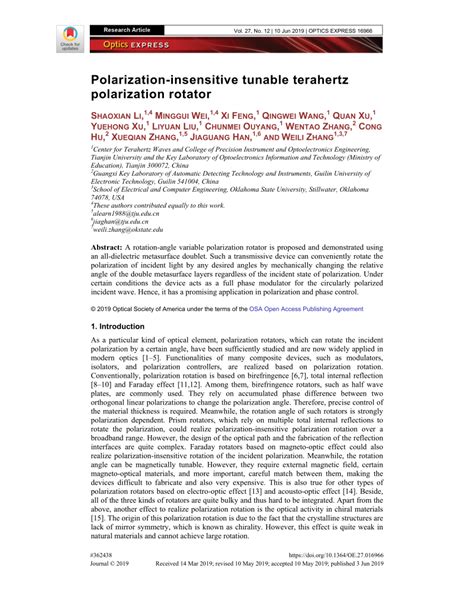 Pdf Polarization Insensitive Tunable Terahertz Polarization Rotator