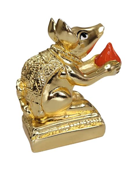 Gold Plated Mushak Idol For Ganpati Pooja Ganeshji Mooshak Mouse Musha